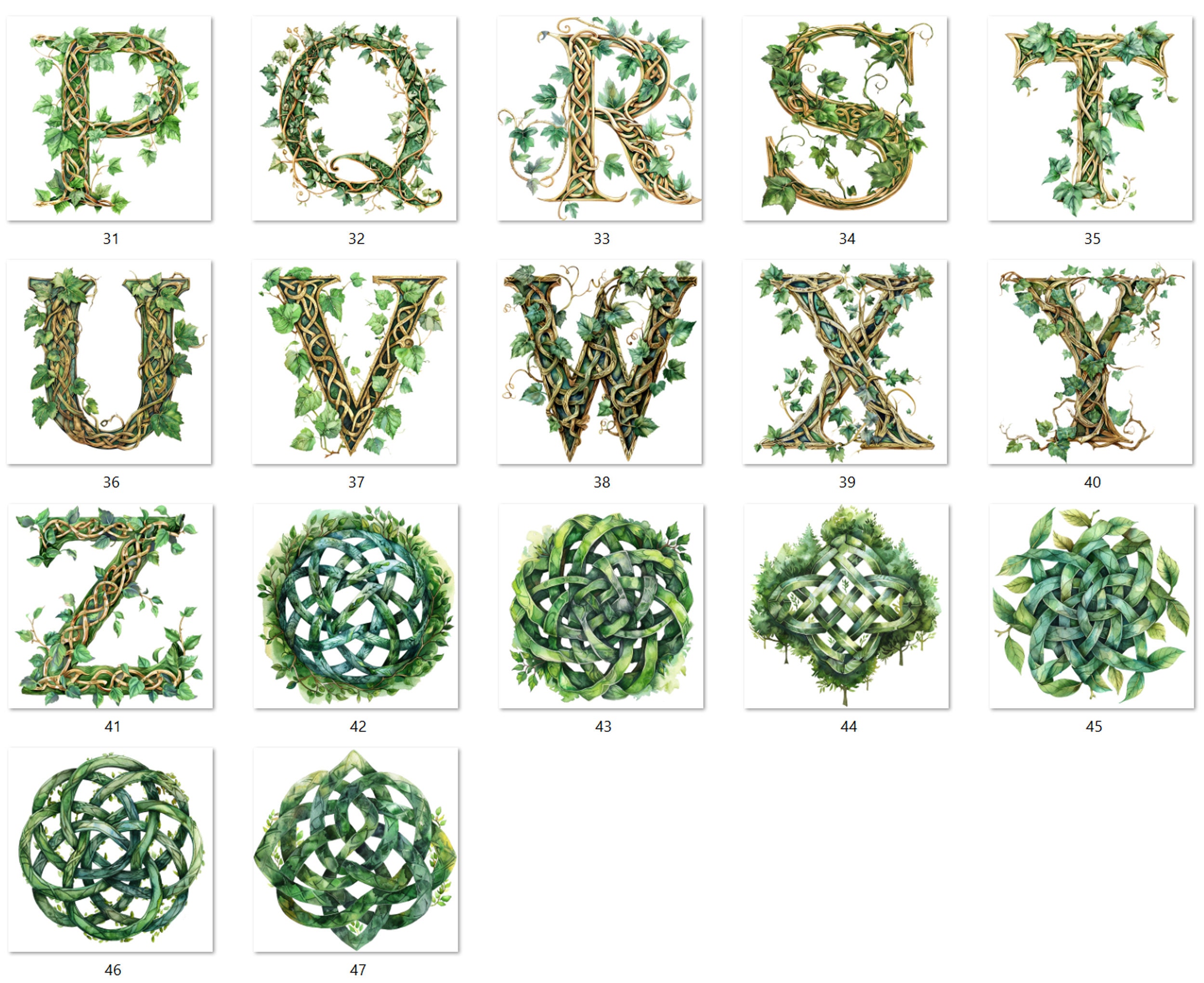 Watercolor Celtic Knots Letters Clipart, Celtic Alphabet Clip Art ...