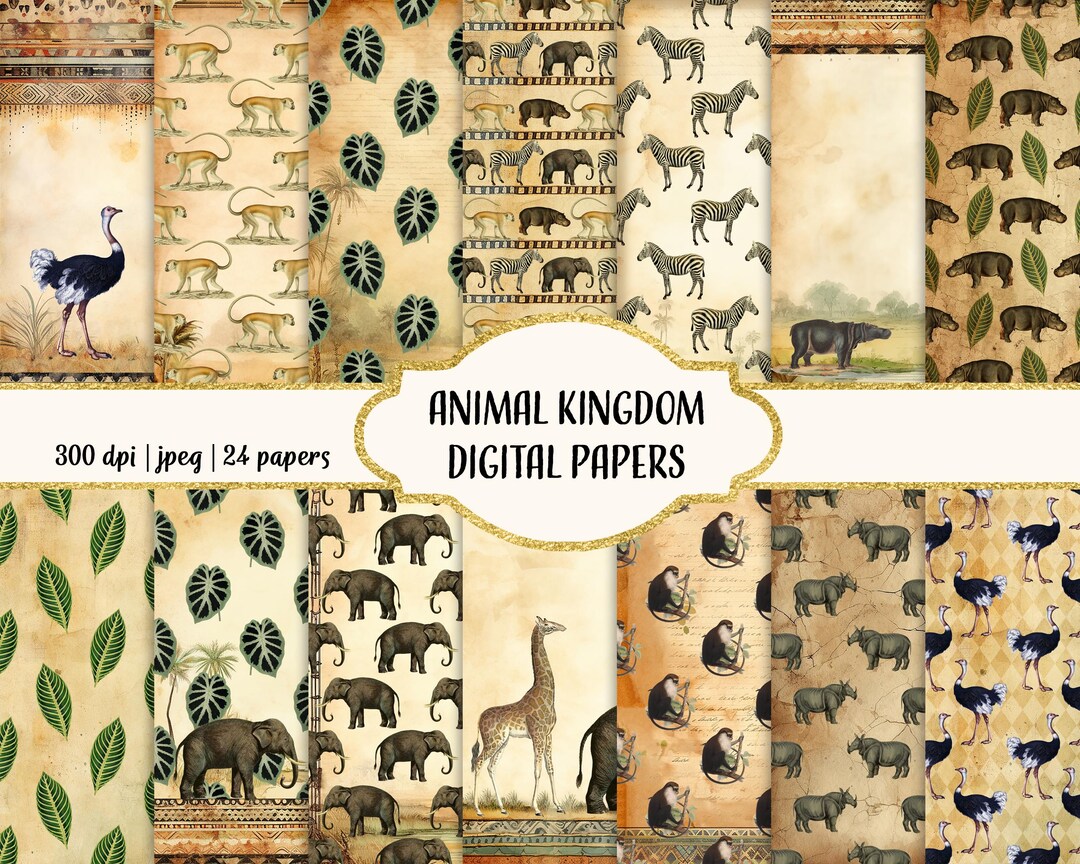 African Animals Digital Papers, Safari Patterns, Printable Scrapbook ...