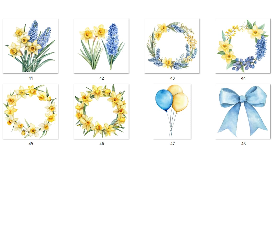 Watercolor Easter Clipart: Spring Animals & Daffodils (PNG, Commercial ...