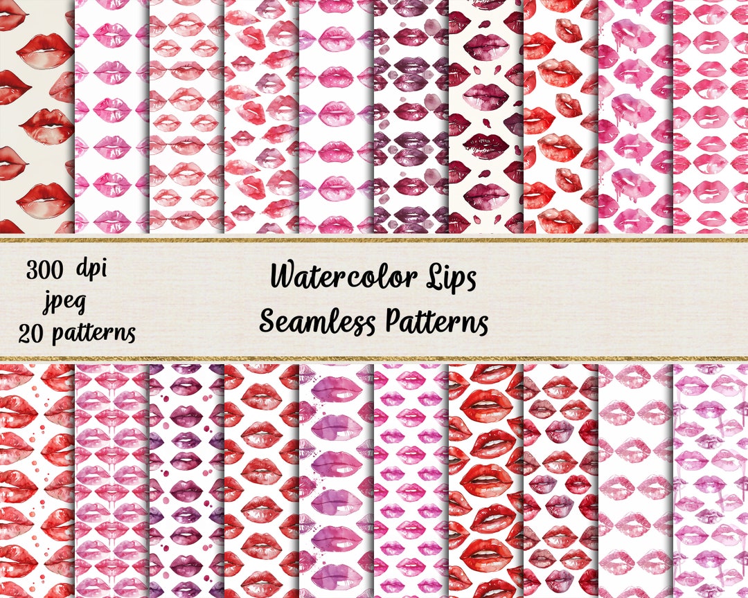 Watercolor Lips Seamless Patterns - Etsy