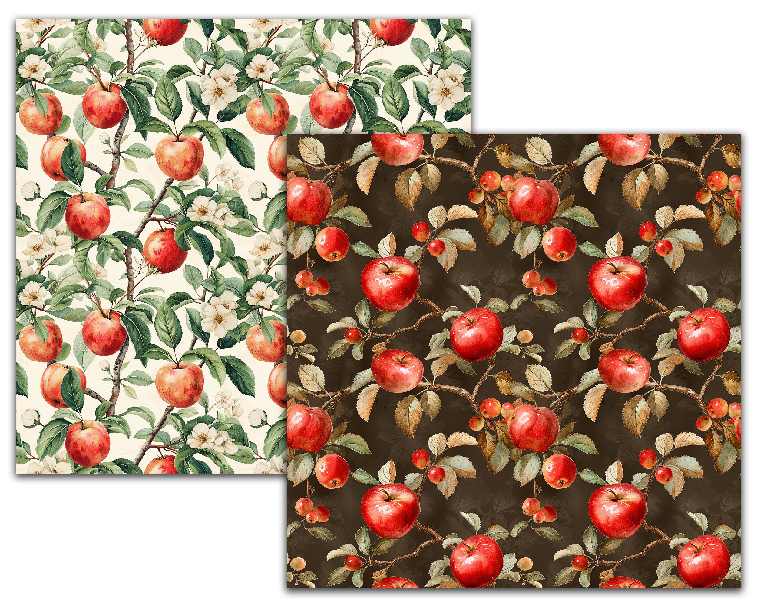 Watercolor Apples Seamless Patterns - Etsy