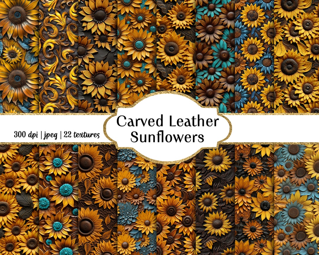 Carved Leather Sunflowers, Seamless Textures, Commercial Use - Etsy