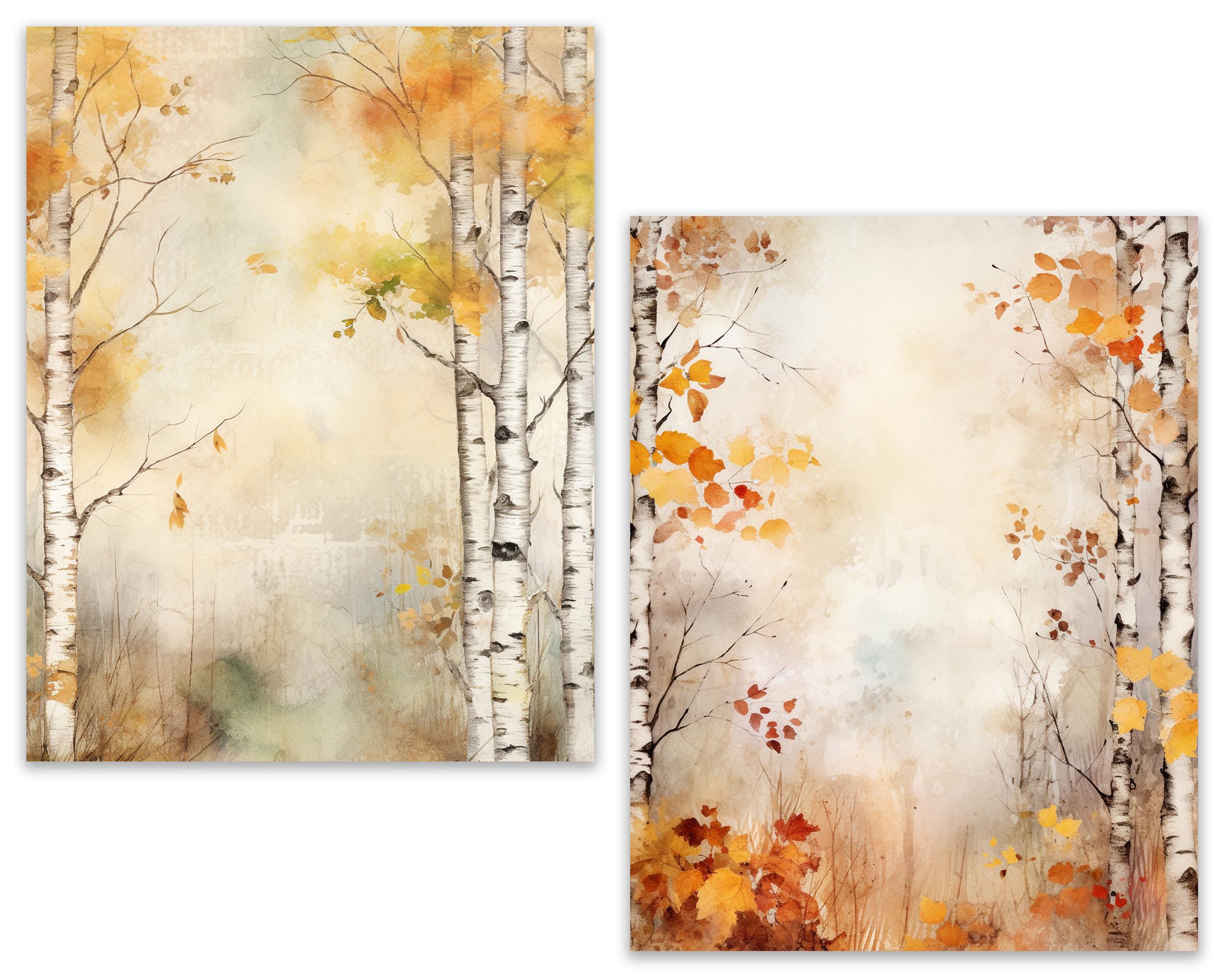 Autumn Forest Digital Papers, Printable Scrapbook Paper, Watercolor ...