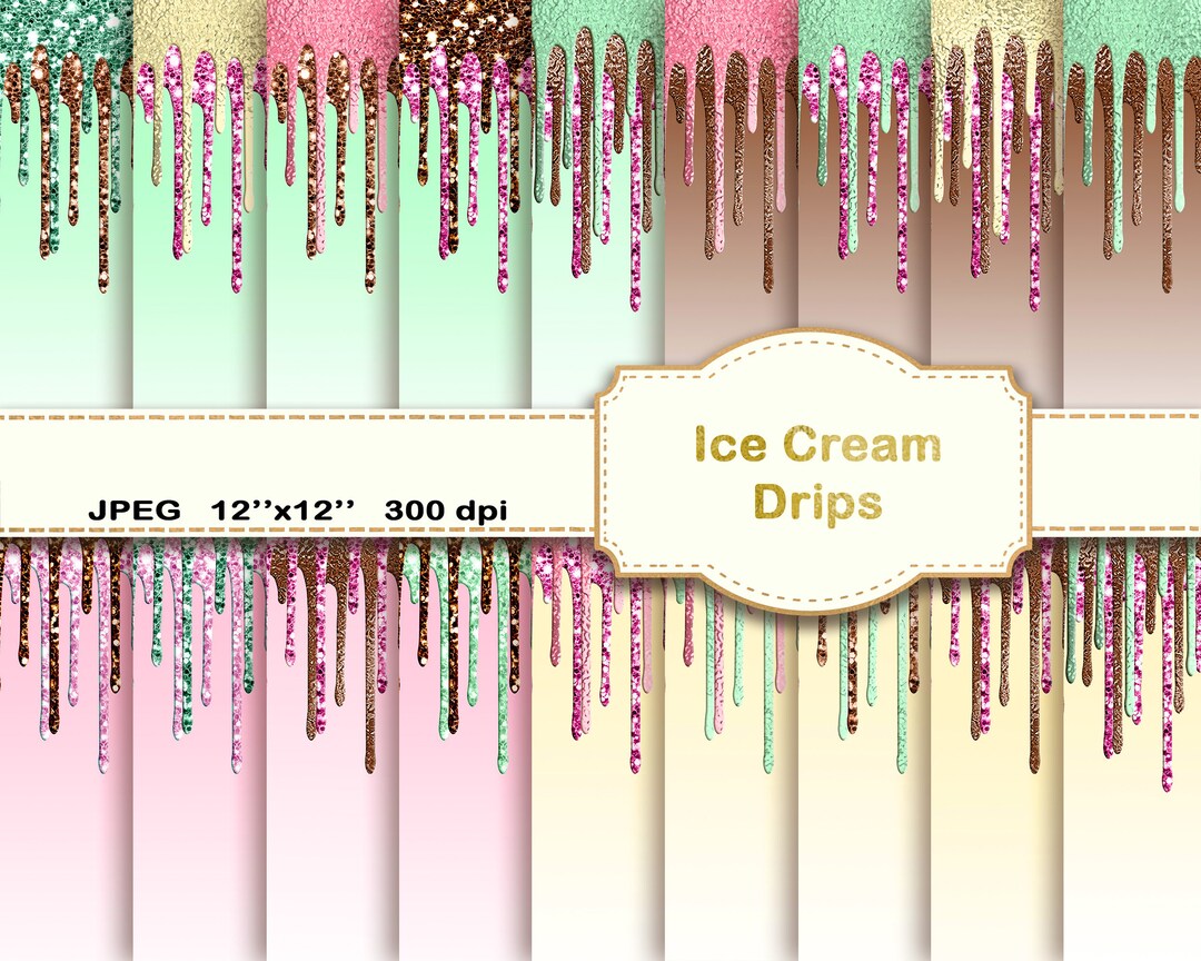 Ice Cream Drips Digital Papers - Etsy