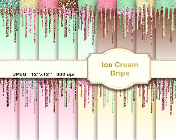 Ice Cream Drips Digital Papers - Etsy
