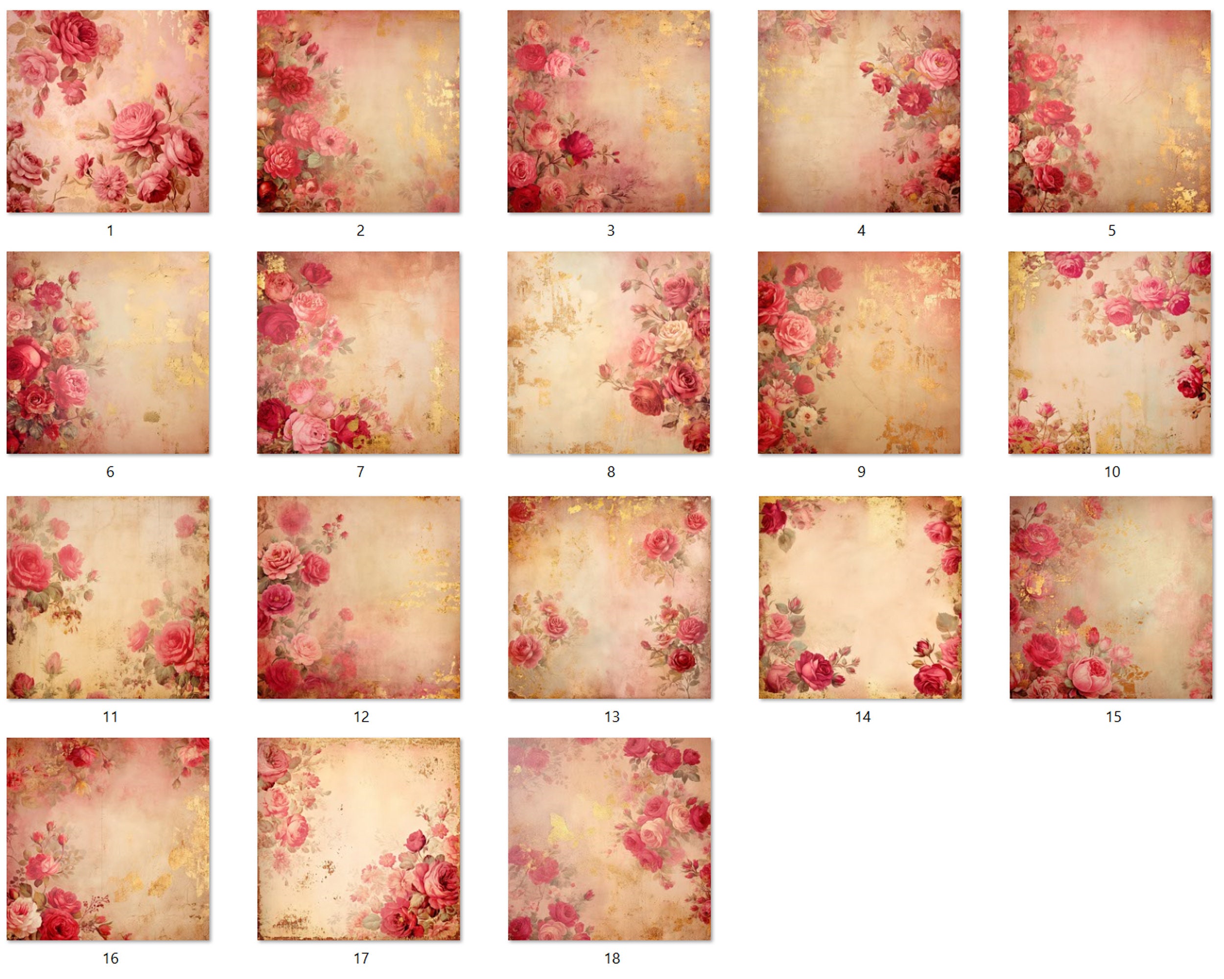 Vintage Romantic Roses Digital Papers - Etsy
