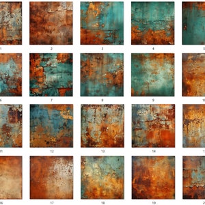 Rust and Teal Textures Digital Papers - Etsy