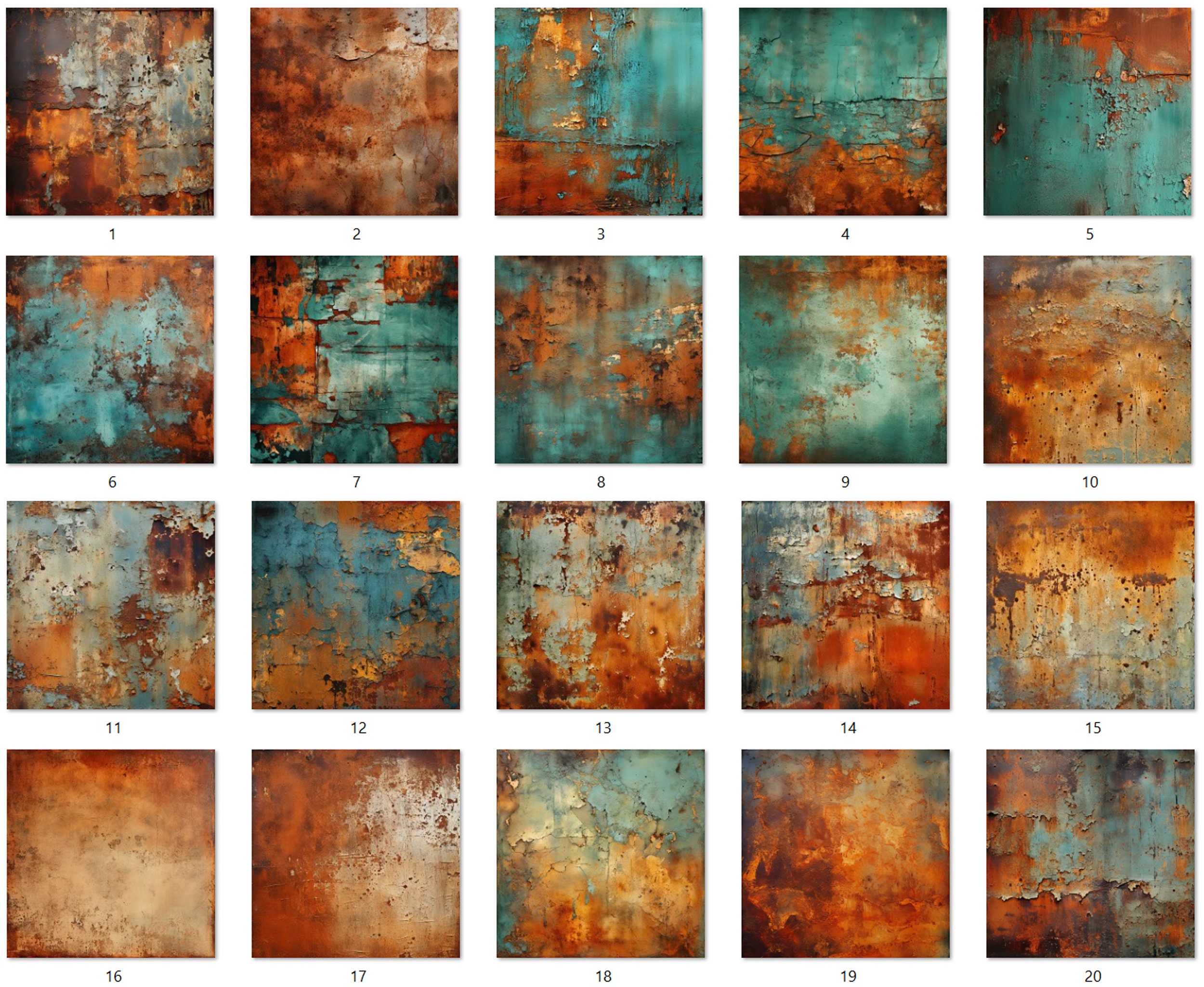 Rust and Teal Textures Digital Papers - Etsy