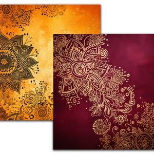 Gold Mandalas Digital Papers, Printable Scrapbook Paper, Grunge Texture ...