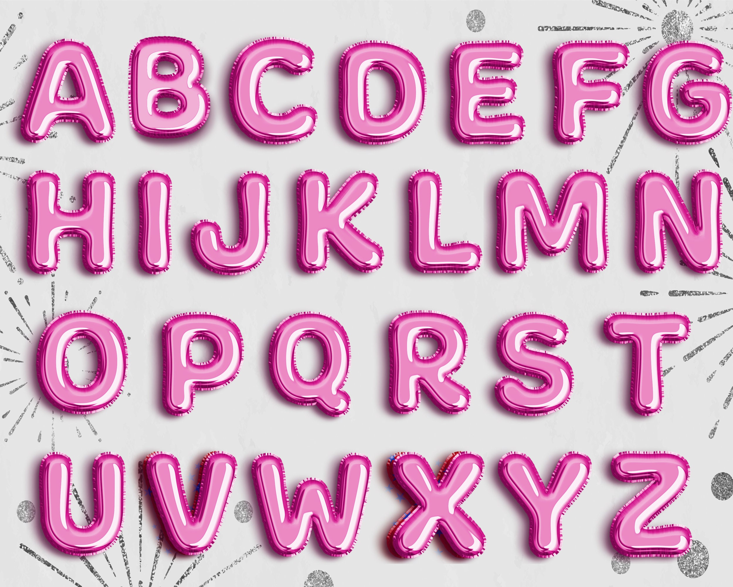 Pink Foil Balloon Alphabet Clipart - Etsy