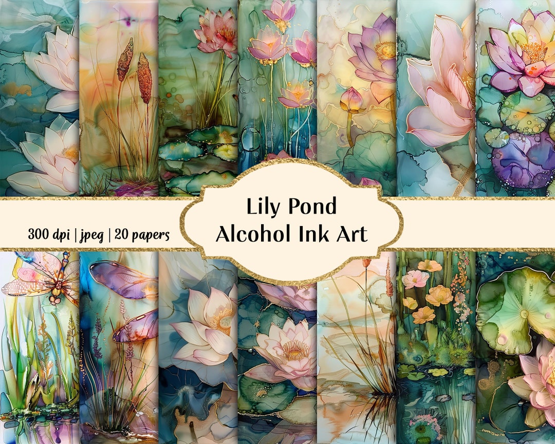 Lily Pond Alcohol Ink Art, Commercial Use Digital Papers - Etsy