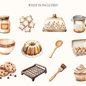Watercolor Autumn Baking Clipart: Pumpkin Spice Kitchen Graphics (PNG ...