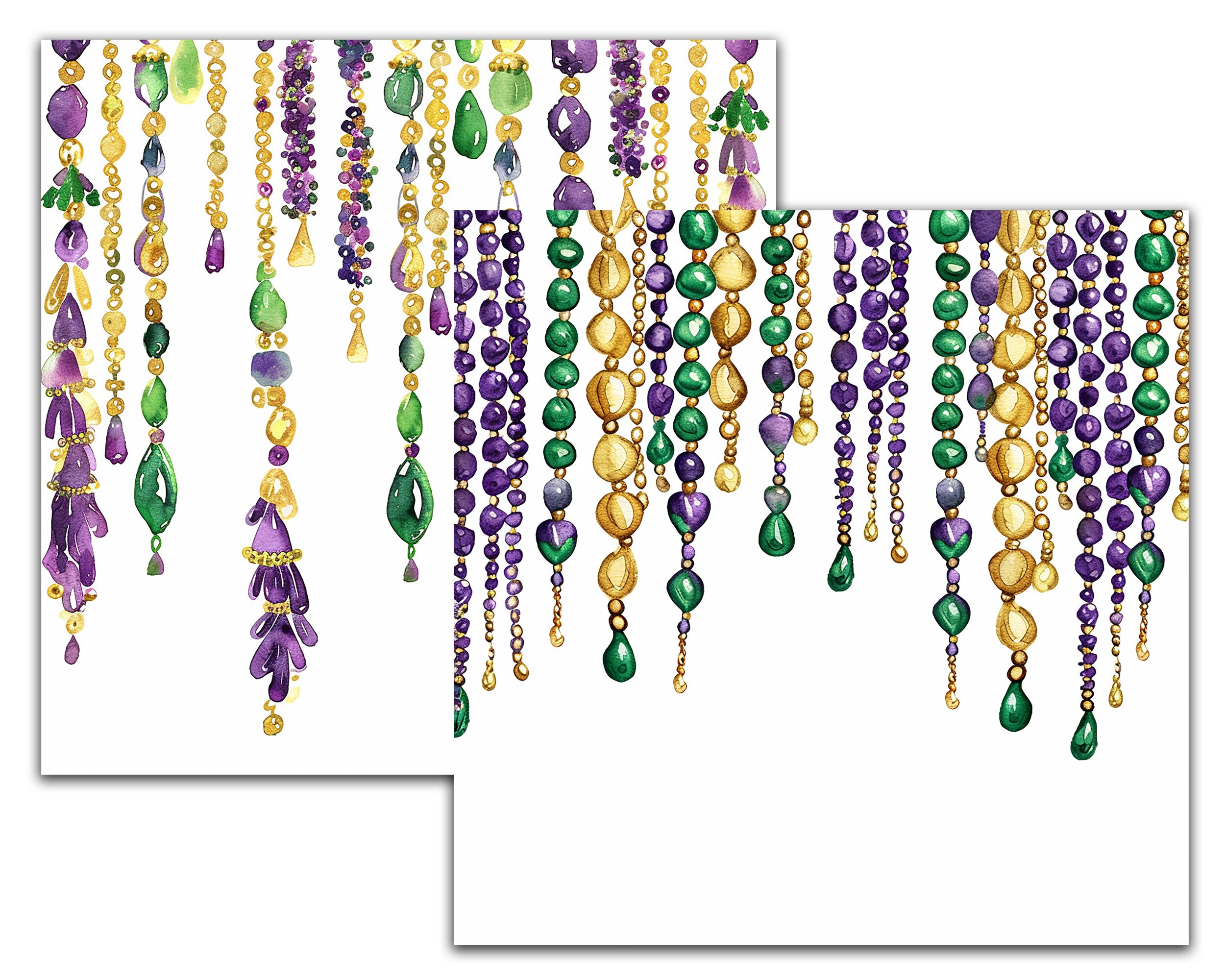 Watercolor Mardi Gras Beads Borders - Etsy