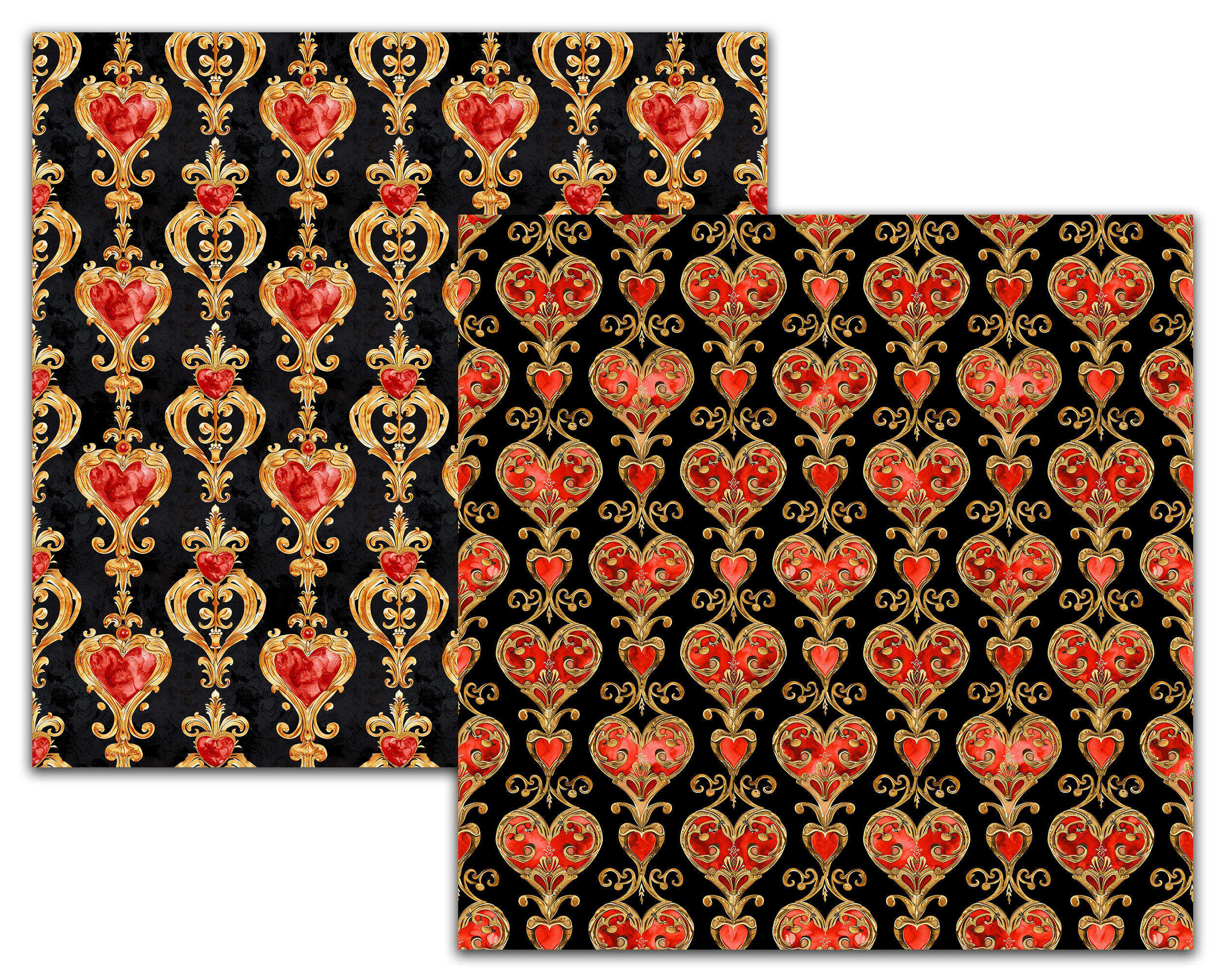 Watercolor Baroque Hearts Seamless Patterns - Etsy