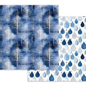 Watercolor Blue Winter, Seamless Patterns, Printable Scrapbook Paper ...