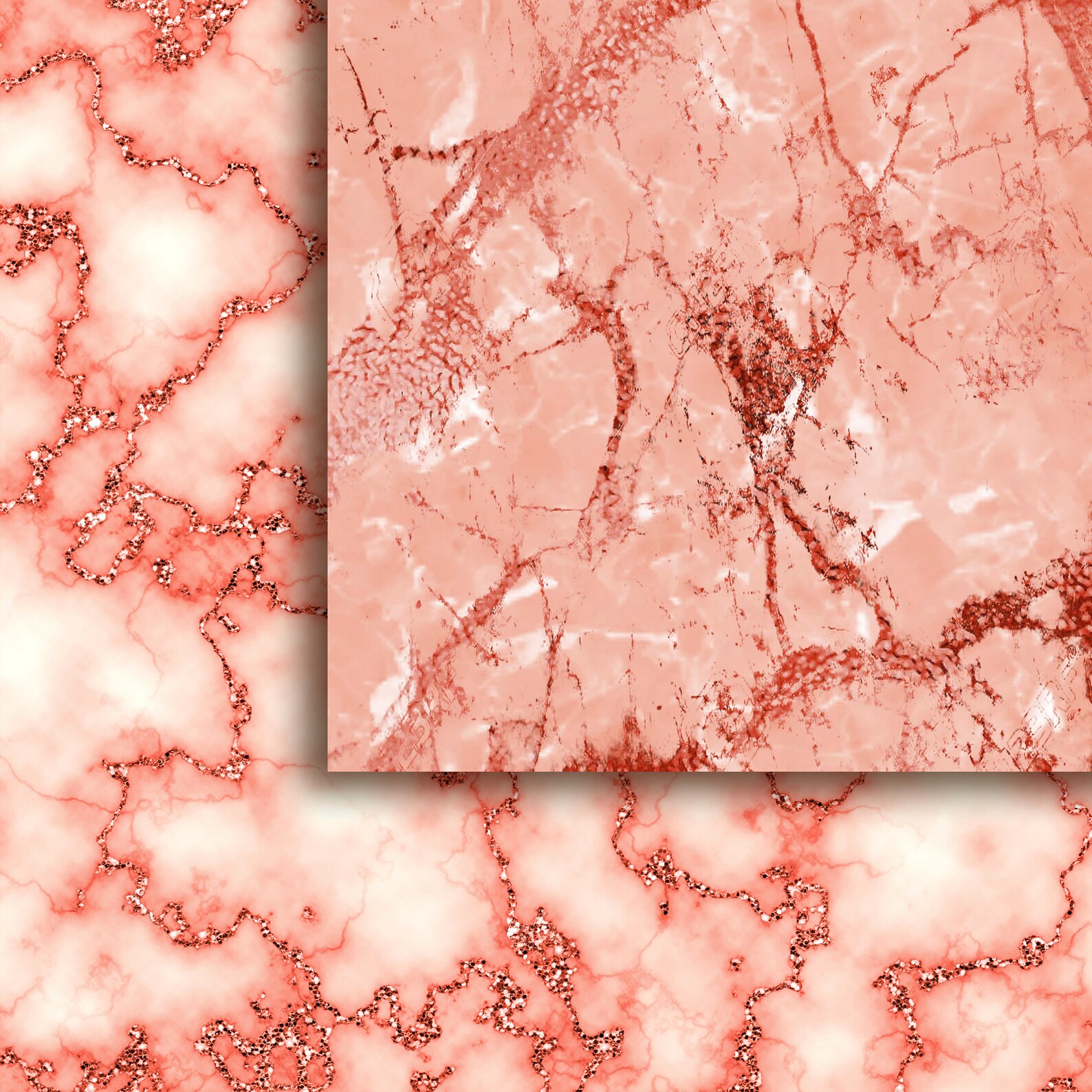Coral Marble Digital Papers - Etsy