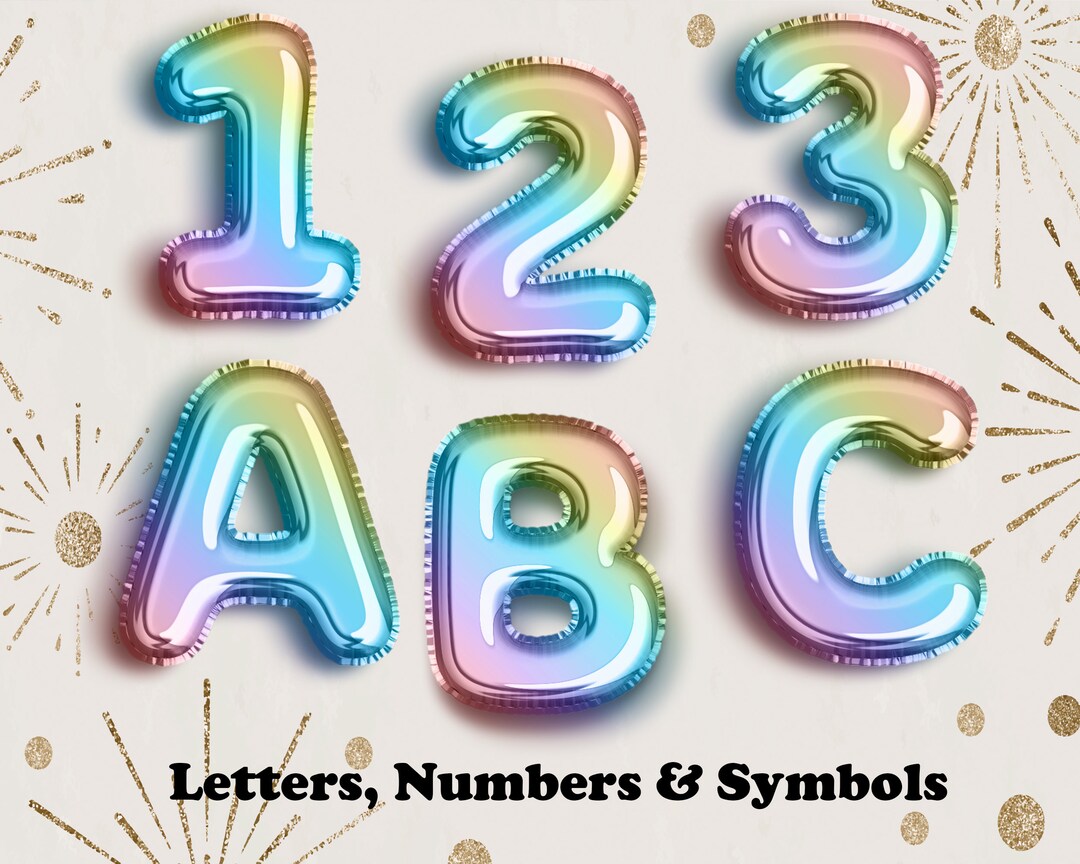 Rainbow Balloons Text Clip Art - Etsy