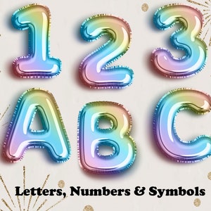 Rainbow Balloons Text Clip Art - Etsy