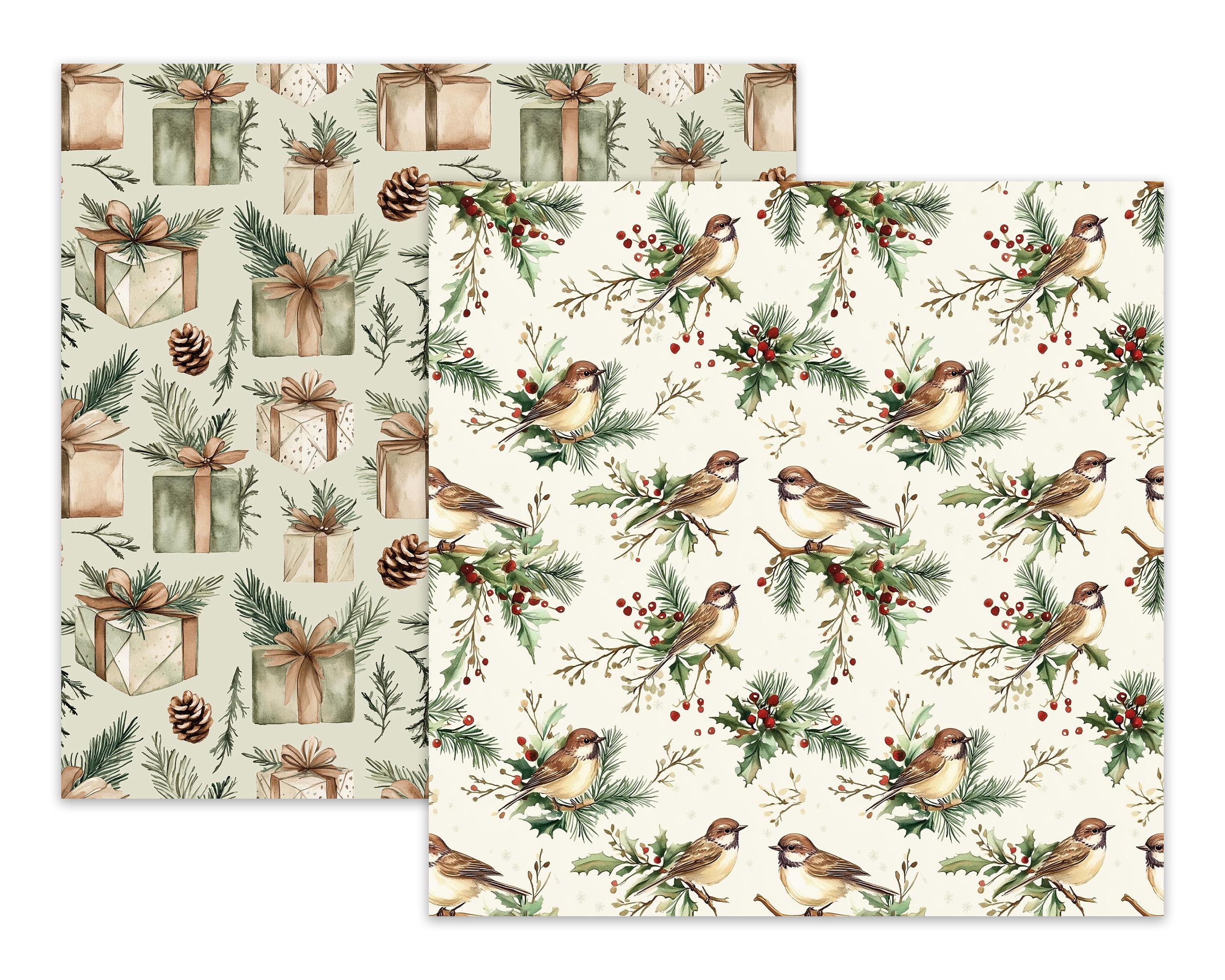 Watercolor Woodland Christmas, Seamless Patterns, Printable Scrapbook ...
