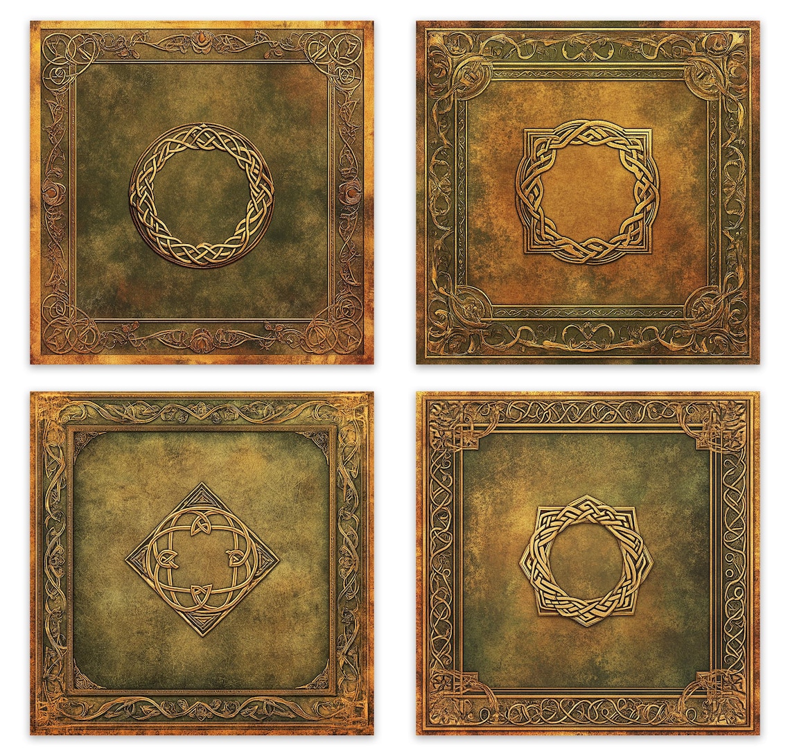 Gold Celtic Frames Digital Papers, Scrapbook Paper (digital Download ...