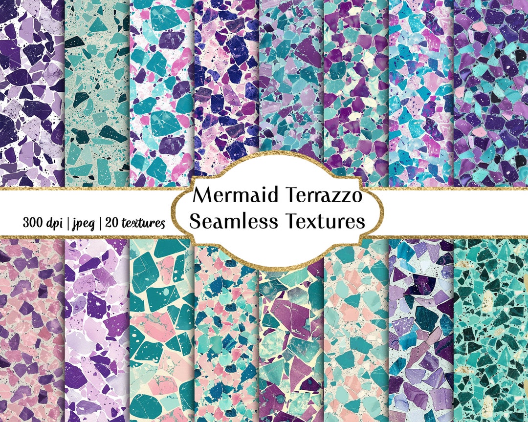 Mermaid Terrazzo Seamless Textures, Commercial Use - Etsy