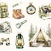 Watercolor Camping Clipart: Rustic Forest PNG Bundle (commercial Use ...