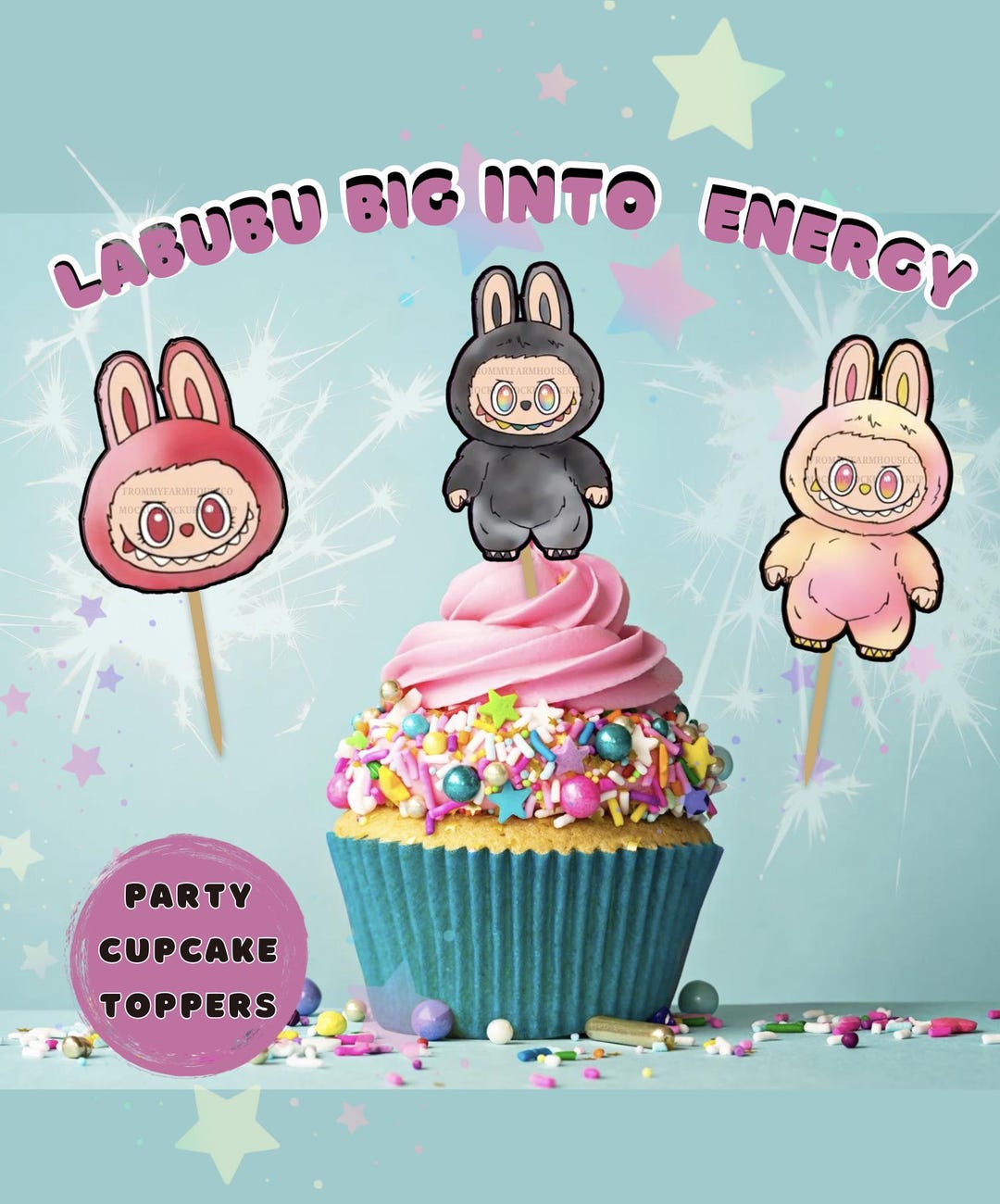 Custom Labubu Cupcake Toppers: Big Into Energy Party Decor - Etsy