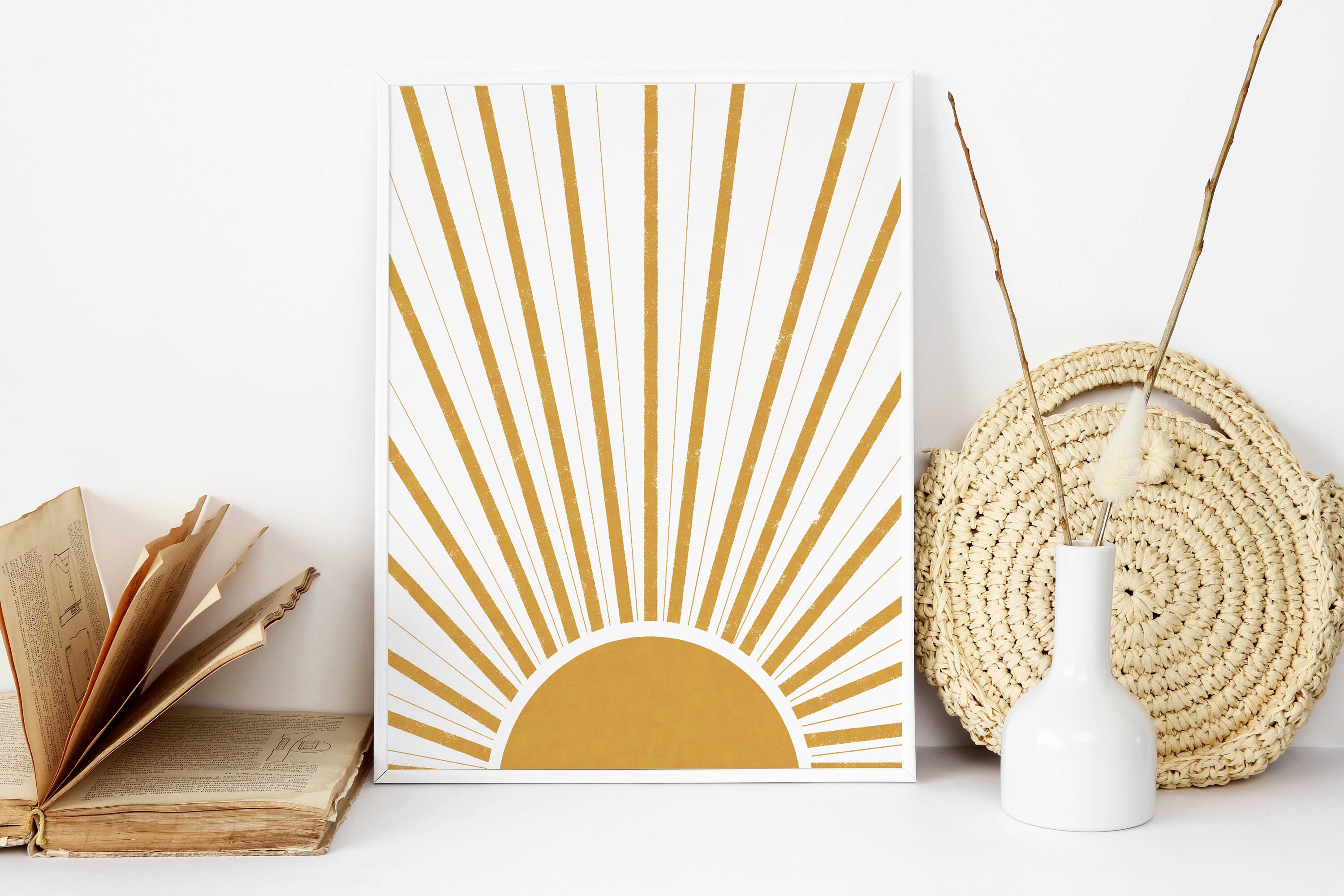 Sun DIGITAL Art Print Yellow Rising Sun PRINTABLE Art Sun - Etsy France