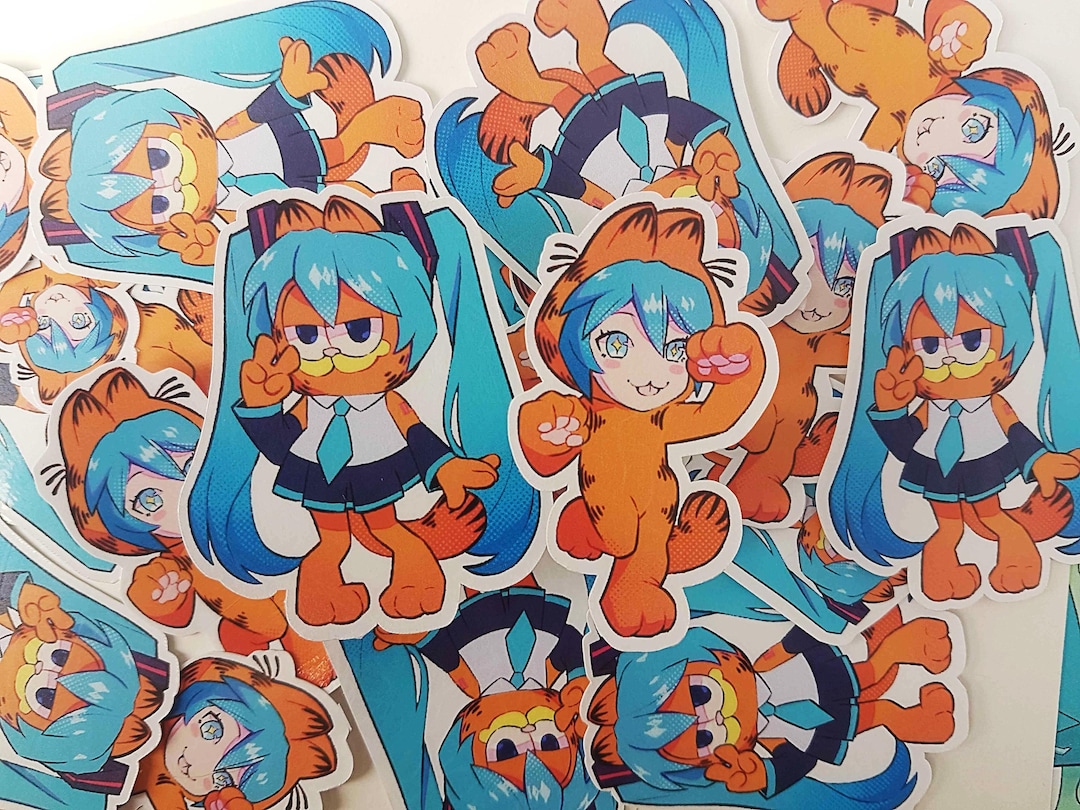 Garfield X Miku Vinyl Sticker Set - Etsy Australia