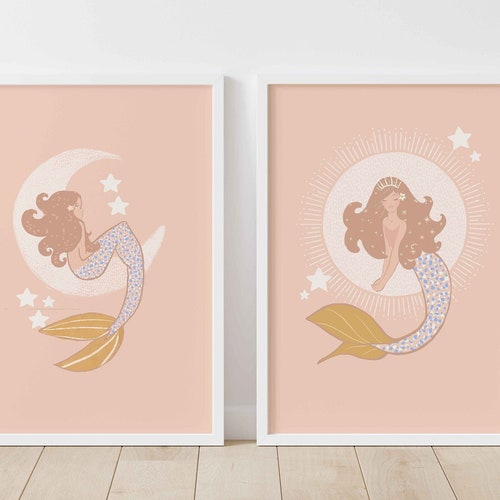 Boho Coastal/ Mermaid Art Prints Mermaid Tail - Etsy