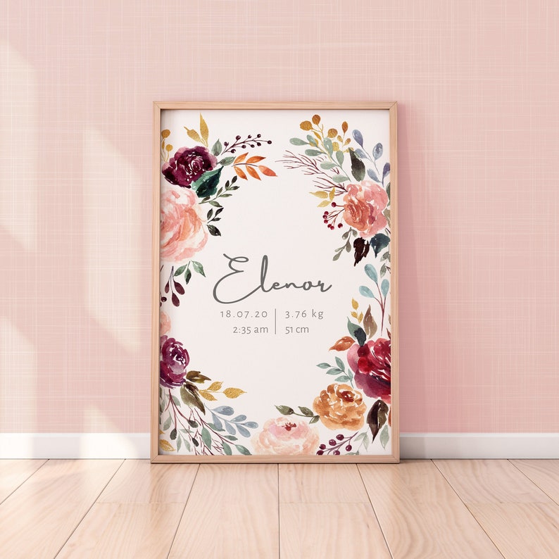 Elegant Birth Poster Baby Name Print Baby Birth Poster - Etsy Australia
