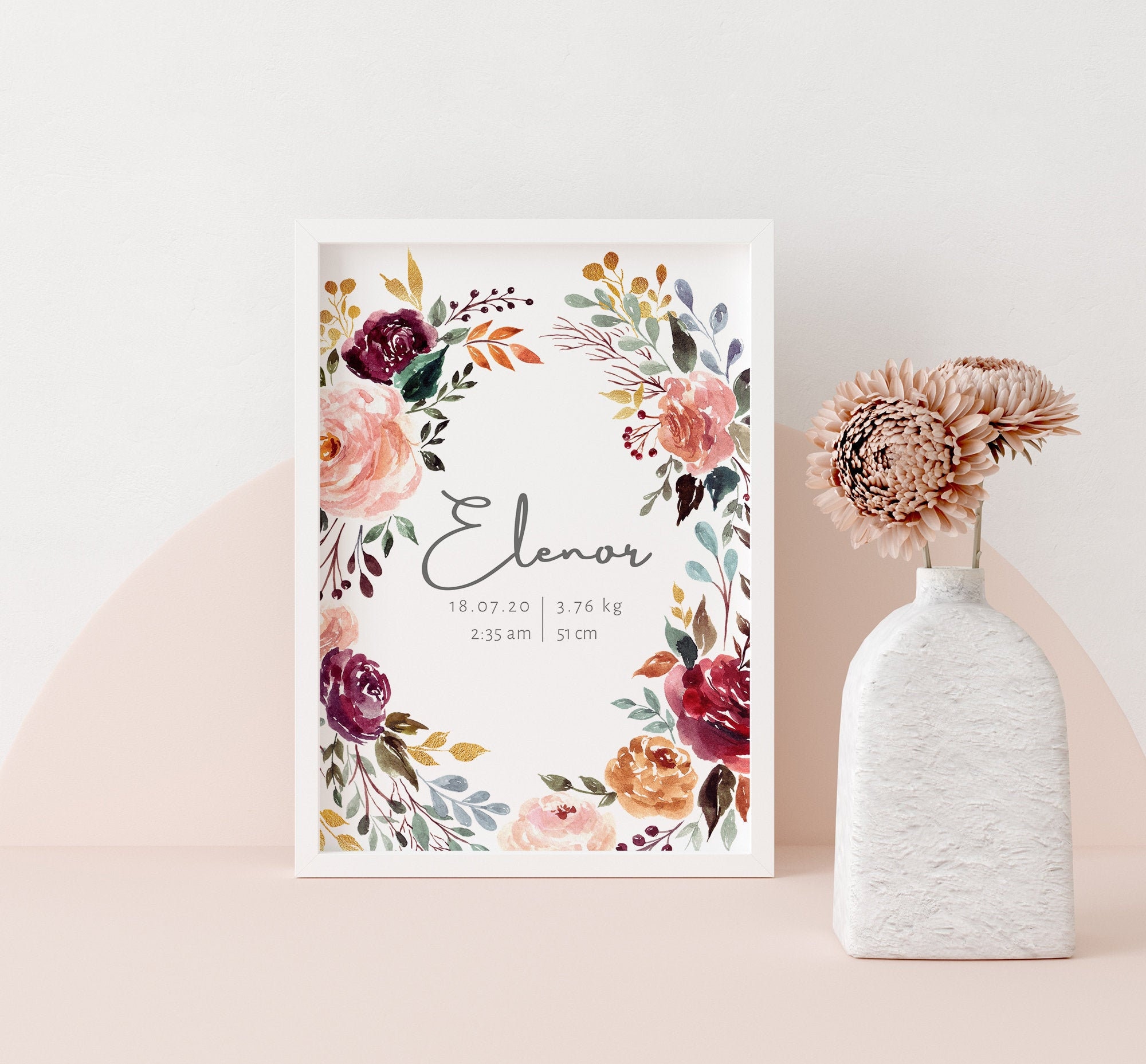 Elegant Birth Poster Baby Name Print Baby Birth Poster - Etsy Australia