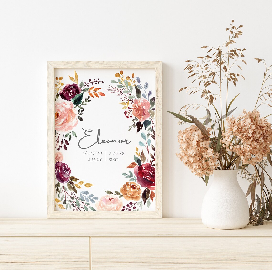 Elegant Birth Poster Baby Name Print Baby Birth Poster - Etsy Australia