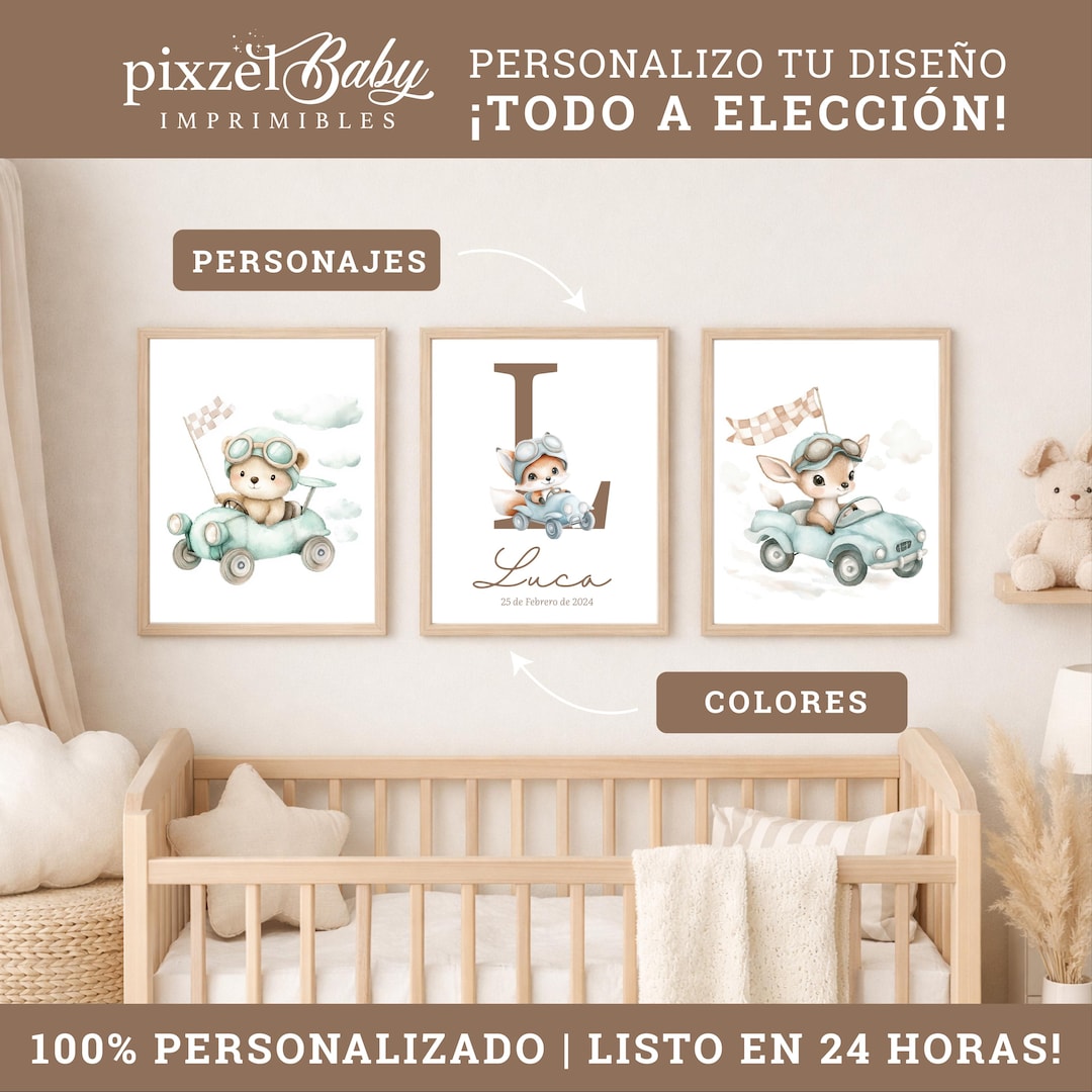 Set of 3 Vintage Car Printable Posters for Kids (choice of Theme ...