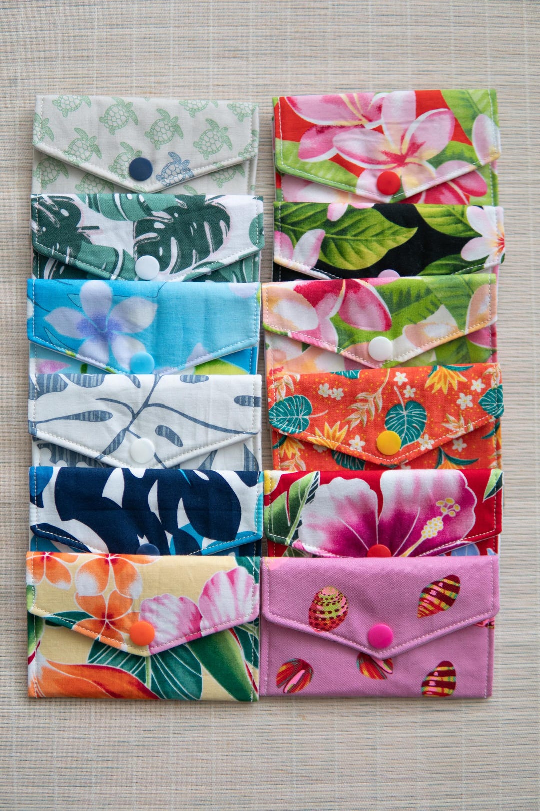 Tropical Gift Card Pouch, Small Wallet, Hawaiian Print Pouch, Snap ...