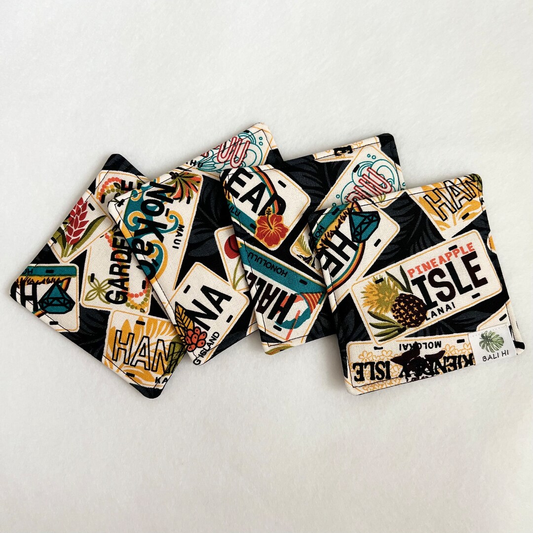 Hawaiian Islands Fabric Coasters, Set of 4, Hawaiian Christmas Gift ...