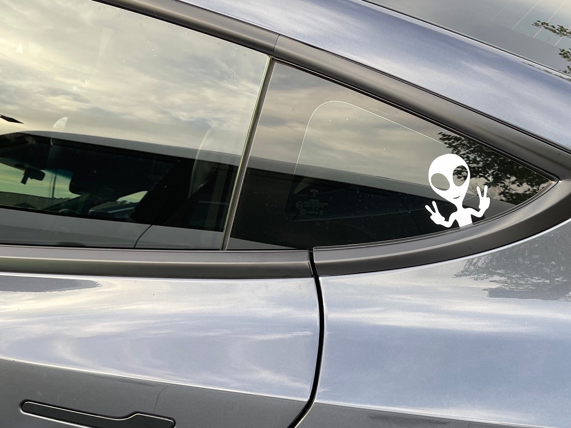 Alien Peace Sign Car Decal Tesla Stickers for Car, Water Bottle, Laptop ...