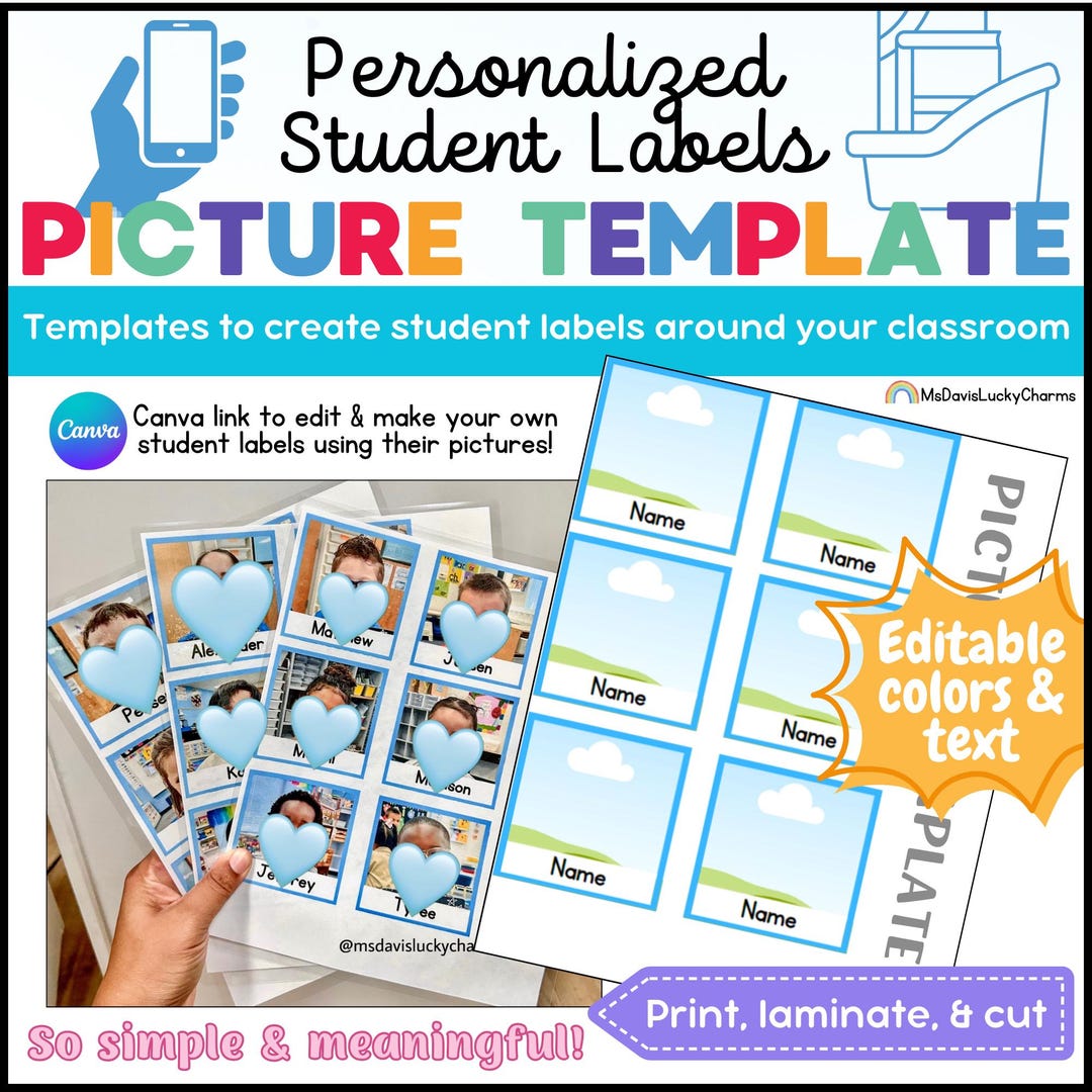 Student Picture Template | Photo Template | Personalized Student Labels ...