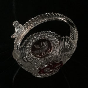 Vintage Hofbauer Rubi Red Hand Cut Crystal Basket With Birds a - Etsy
