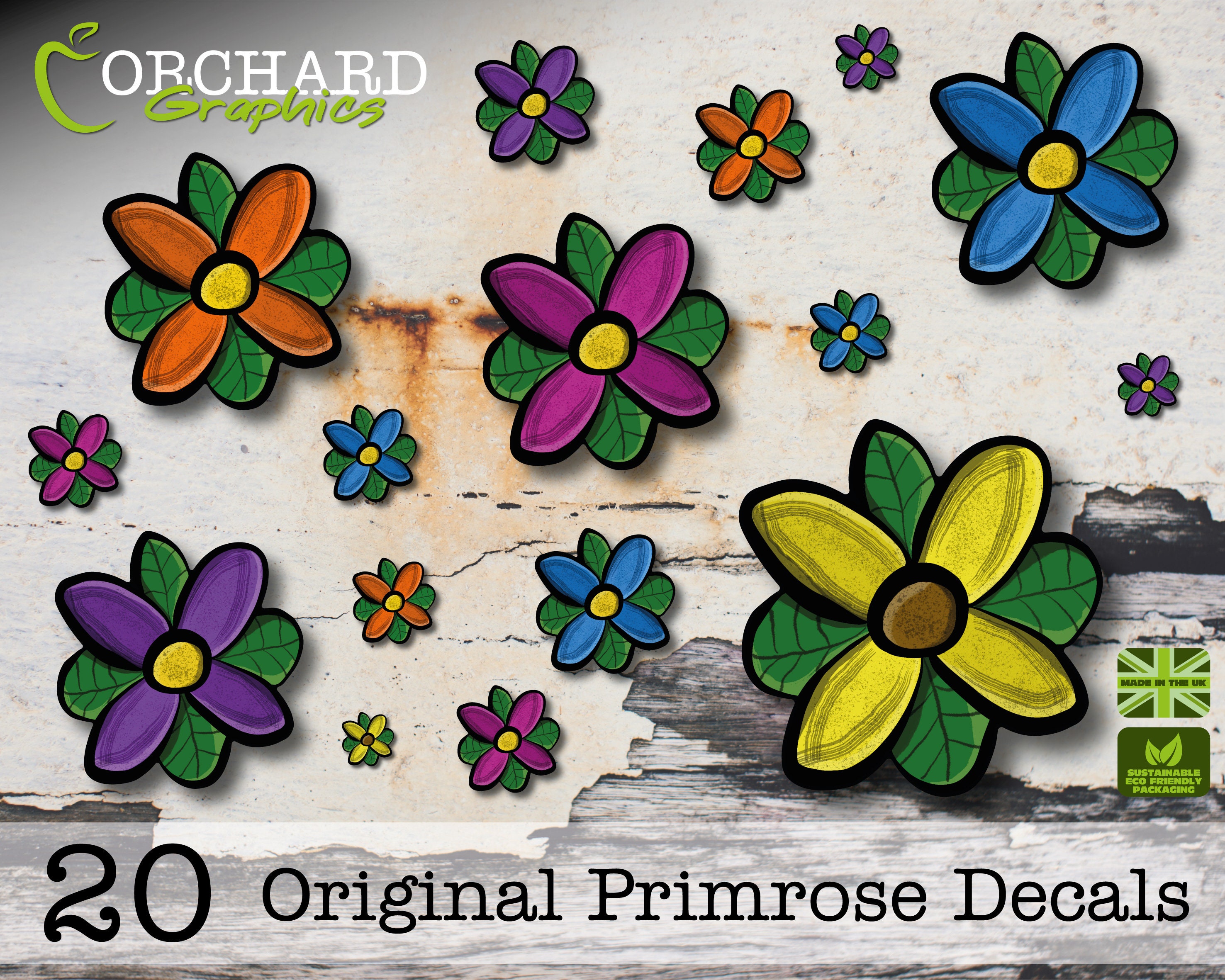 20 Primrose Flower Car Stickers Grunge Vinyl Decals - Etsy UK
