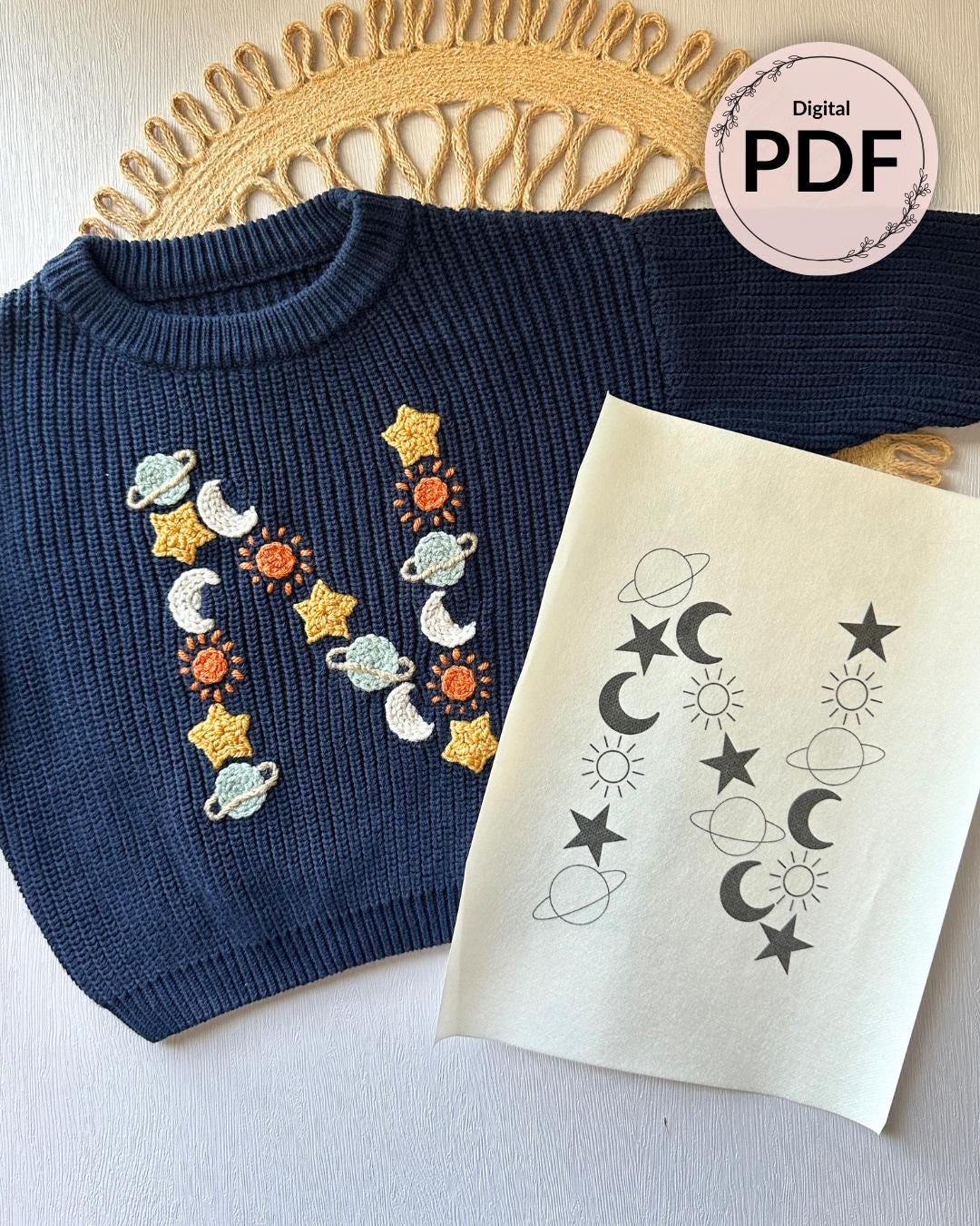 Digital Pattern Hand Embroidered Galaxy Alphabet and Number (A-Z) & (0 ...