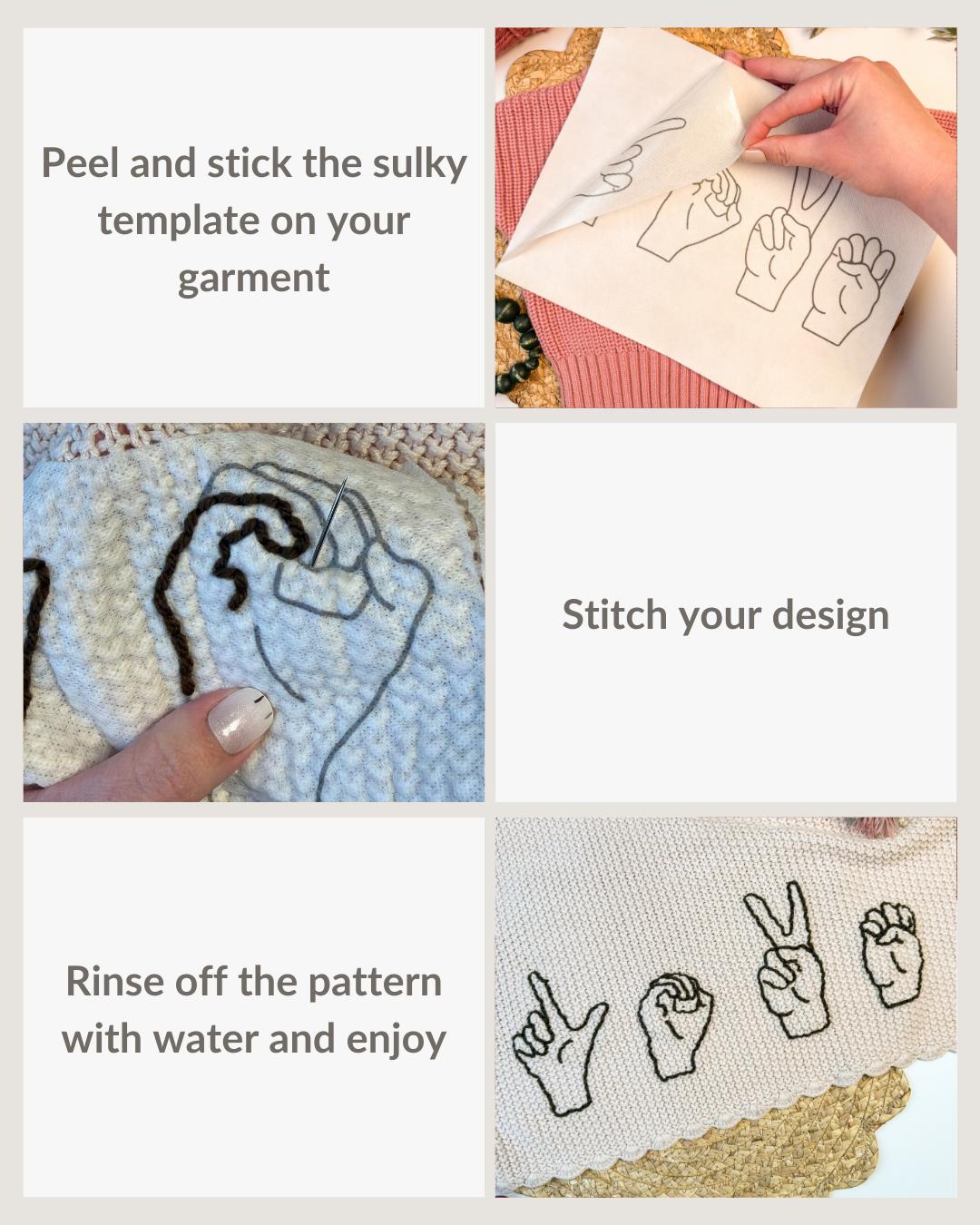 ASL & Hand Print Heart Embroidery Patterns (PDF) - Etsy