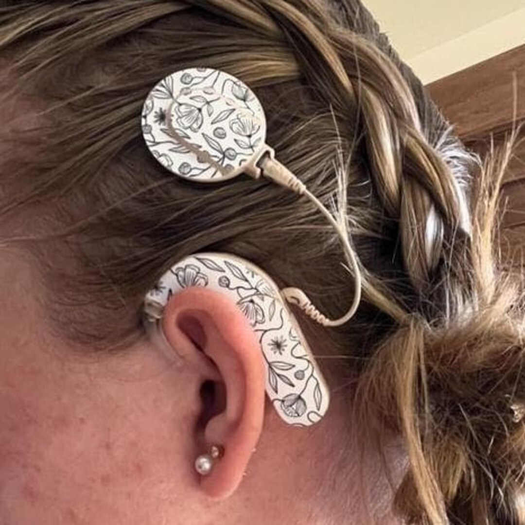 Black and White Floral: Skins for Medel, Cochlear, Advanced Bionics ...