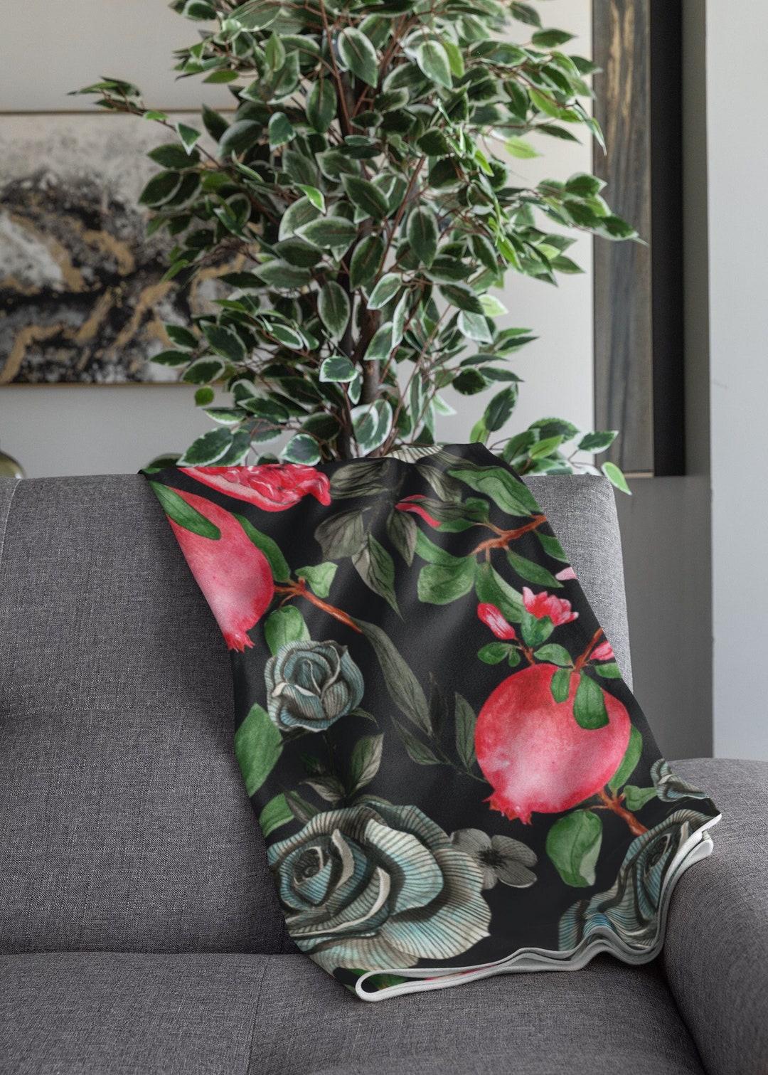 Hades and Persephone Velveteen Blanket: Pomegranate Rose Myth Throw - Etsy