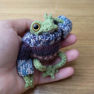 Knitted Frog in Sweater - Etsy