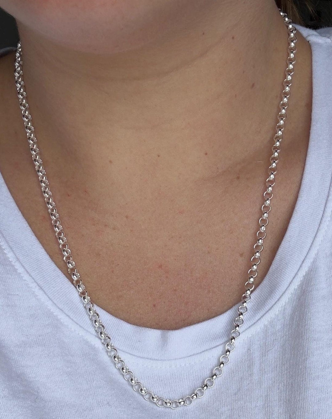 Rolo Chain 23.5” Long X 4MM Wide 925 Sterling Silver - Etsy