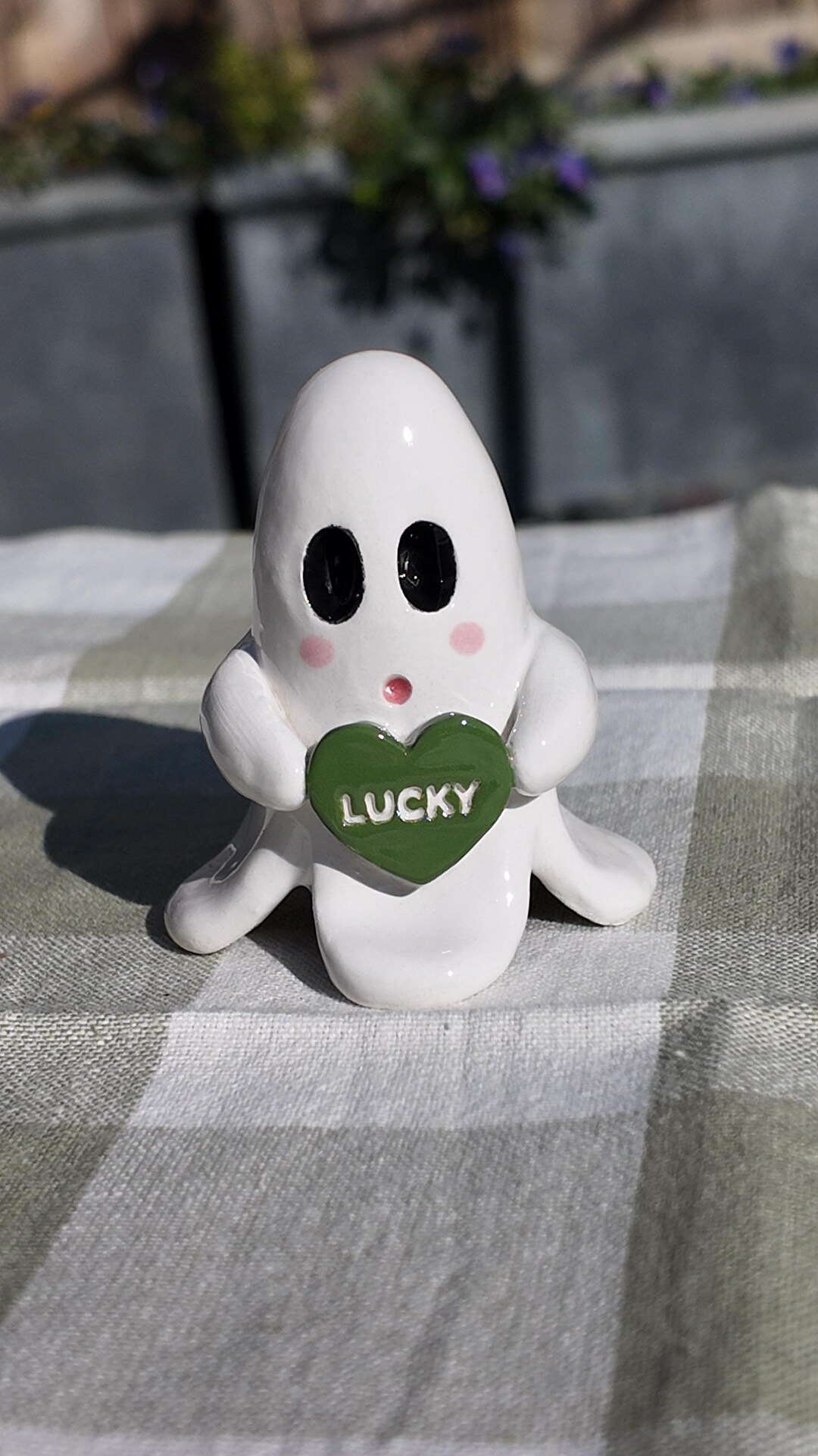 Lucky Heart Ghost - Small Ceramic Figure St.patricks Day Collection - Etsy