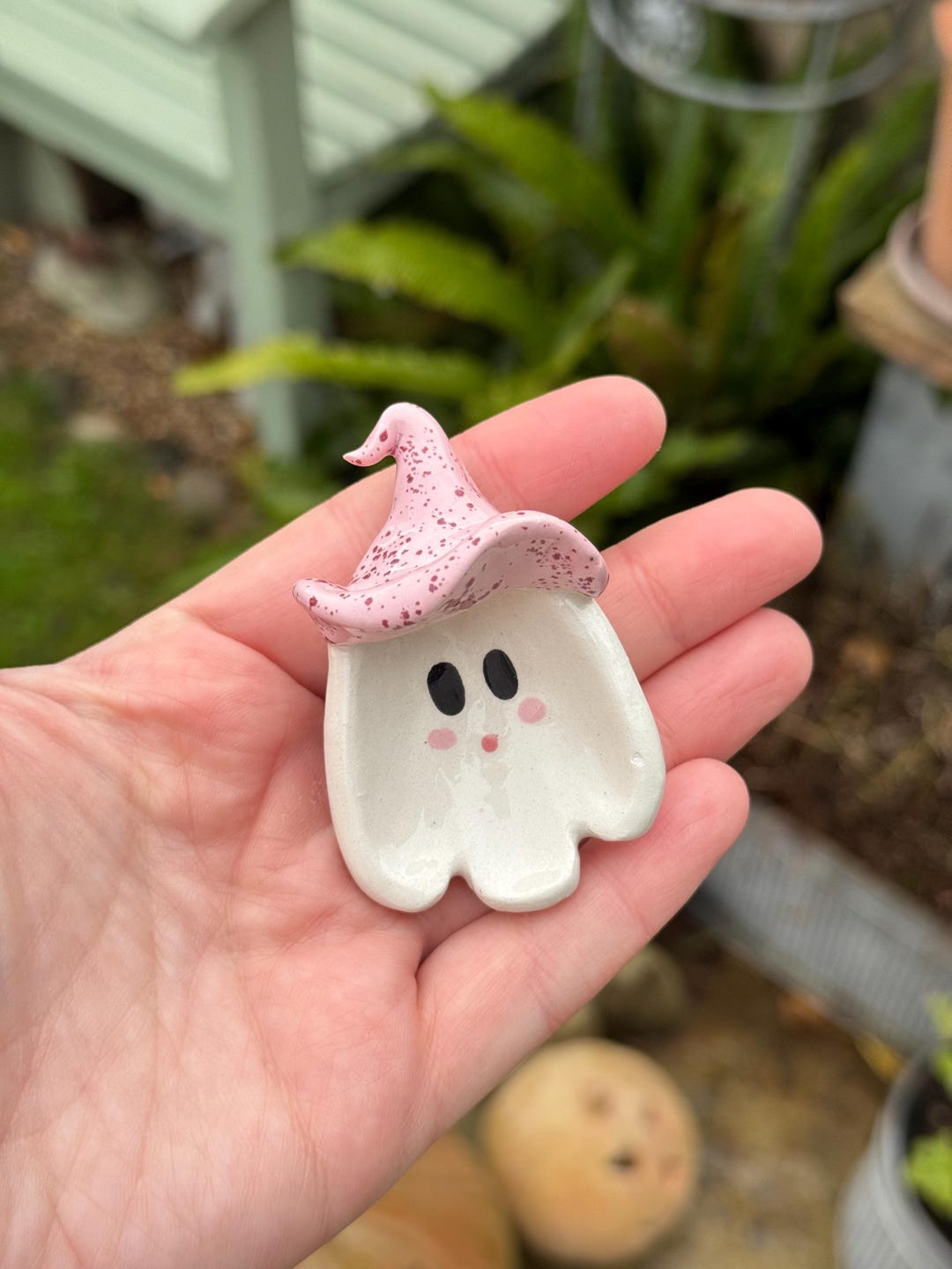 Handmade Ceramic Pink Witch Ghost Worry Stone: Spooky Halloween ...