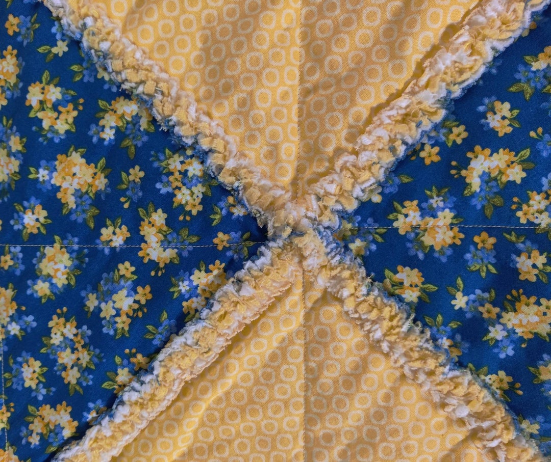 Blue and Yellow Country Rag Quilt - Etsy