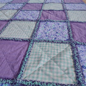 Purple and Mint Flannel Rag Quilt/purple Mint Green Blanket/purple ...